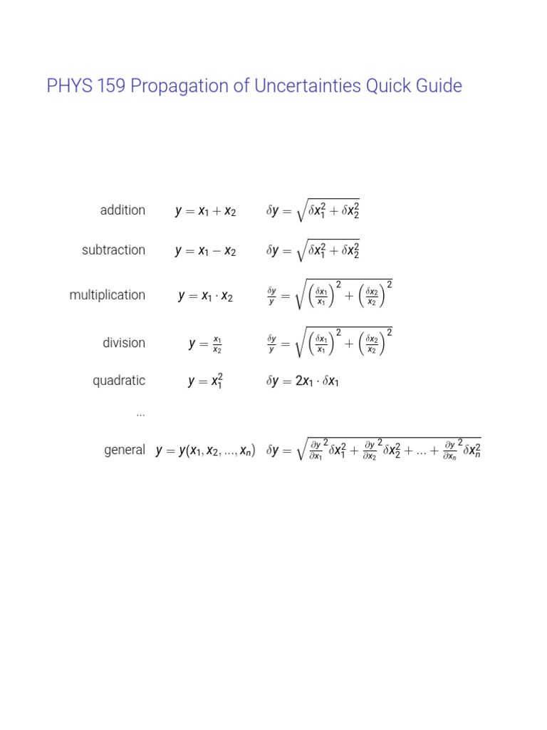 Quick Guide To Propagating Uncertainties Pdf