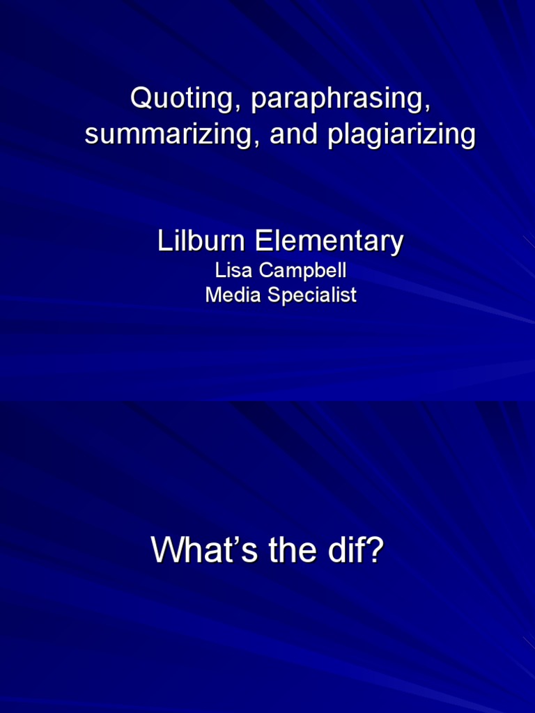 Quoting, Paraphrasing, Summarizing, and Plagiarizing | PDF | Harry Potter