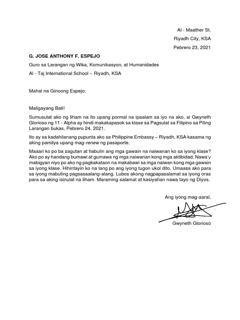 Liham Paumanhin - Gwyneth Glorioso | PDF