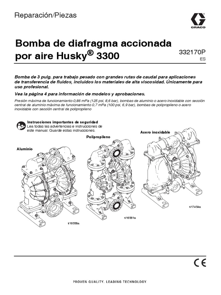 Bomba de Diafragma Accionada Por Aire Husky 3300: Reparación/Piezas ...
