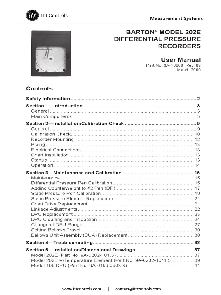 ITT CONTROLS Barton Chart Recorders 202e User Manual 1 | PDF | Nut ...
