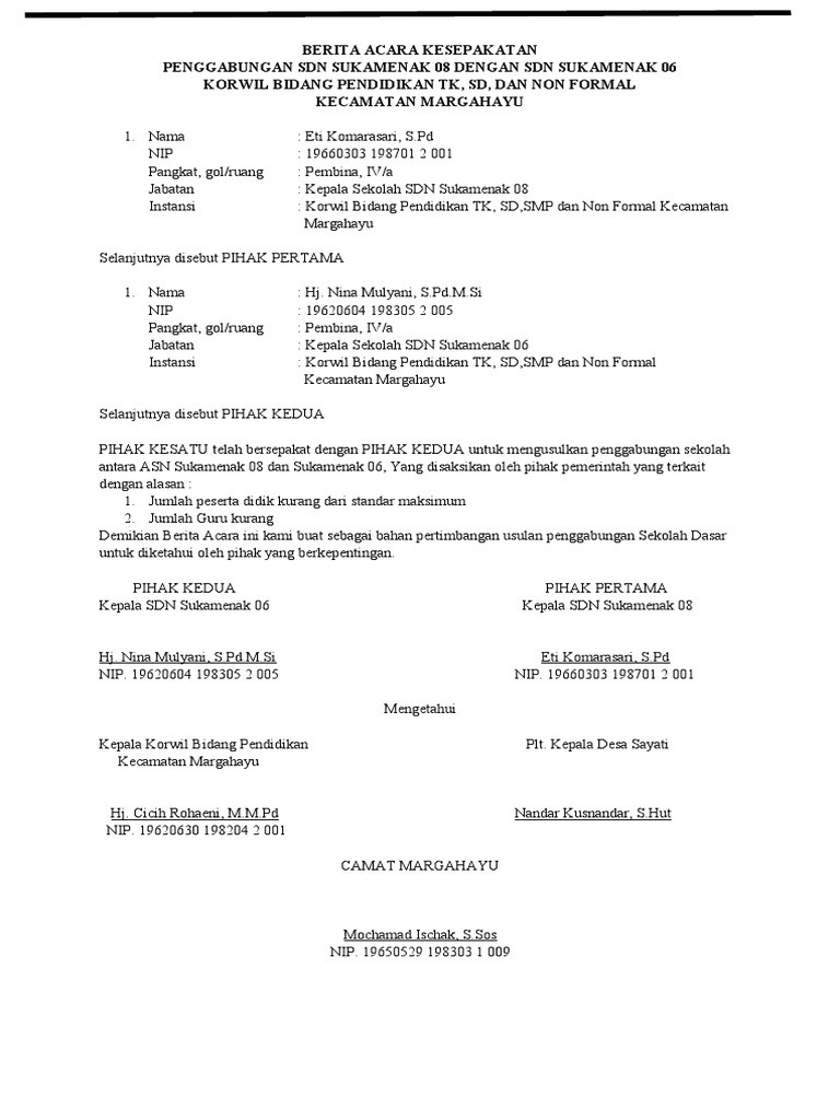 Berita Acara Kesepakatan Merger | PDF