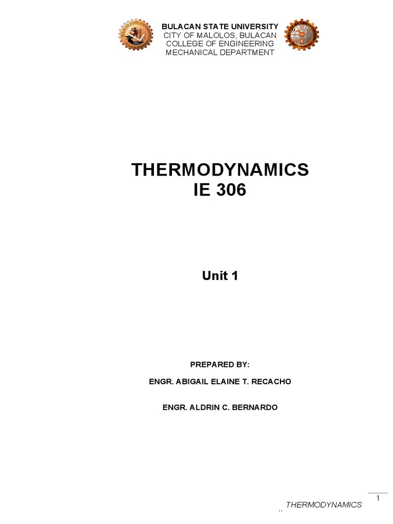 Unit 1 - Introduction To Thermodynamics | PDF | Temperature ...