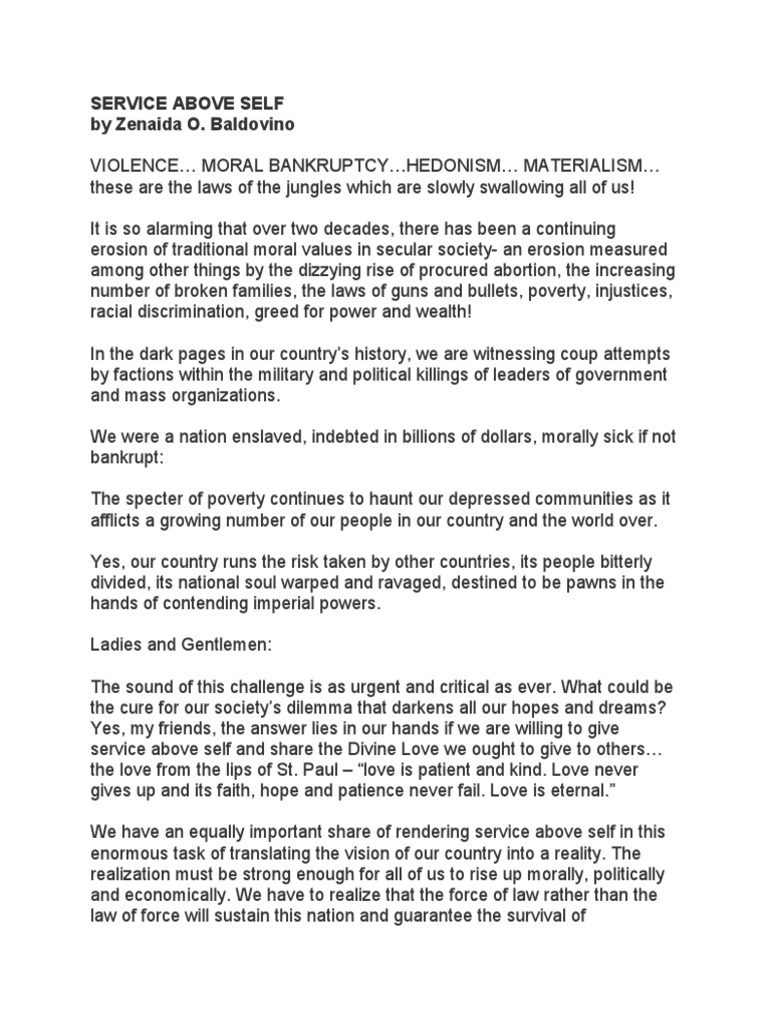 Gr8 SERVICE ABOVE SELF | PDF | Conscience