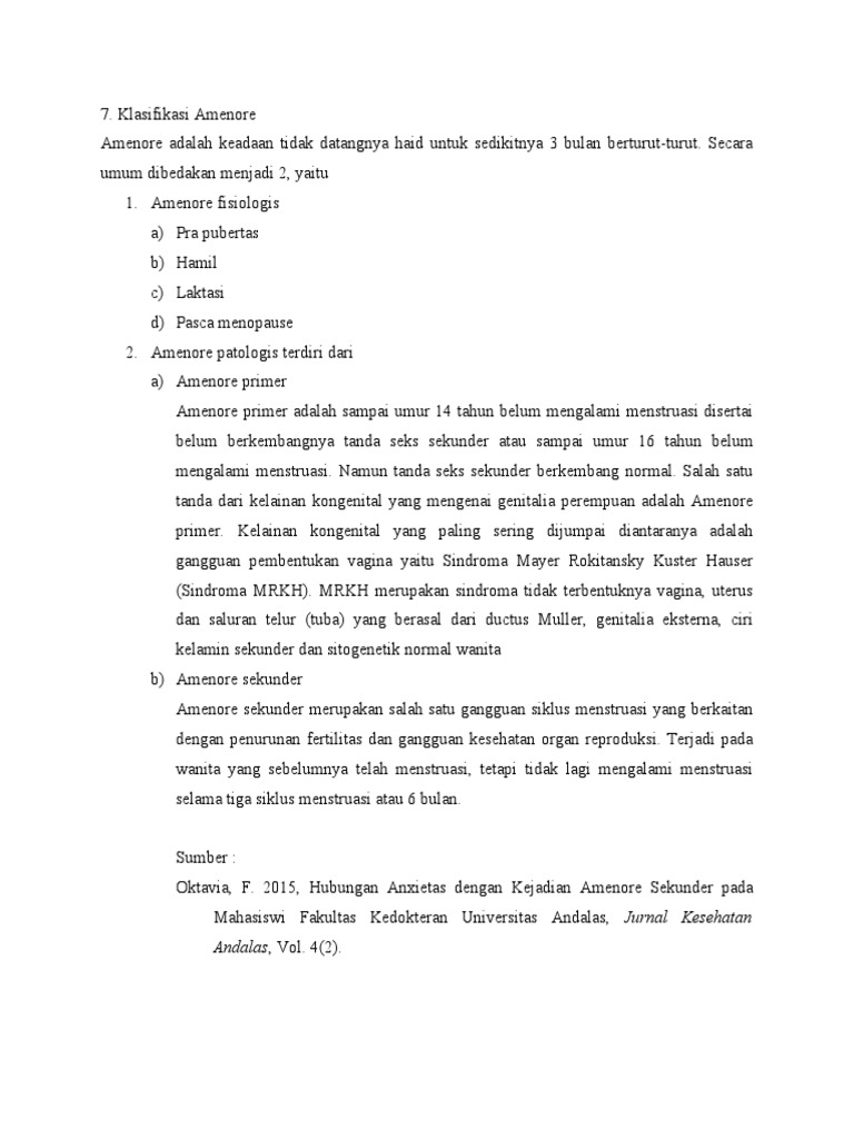 Klasifikasi Amenore | PDF