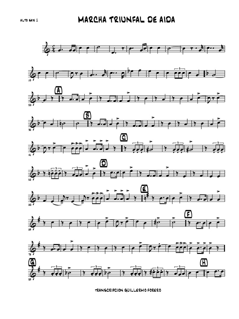 MARCHA TRIUNFAL DE AIDA PROFES (SCORE) - Alto Sax 1 | PDF