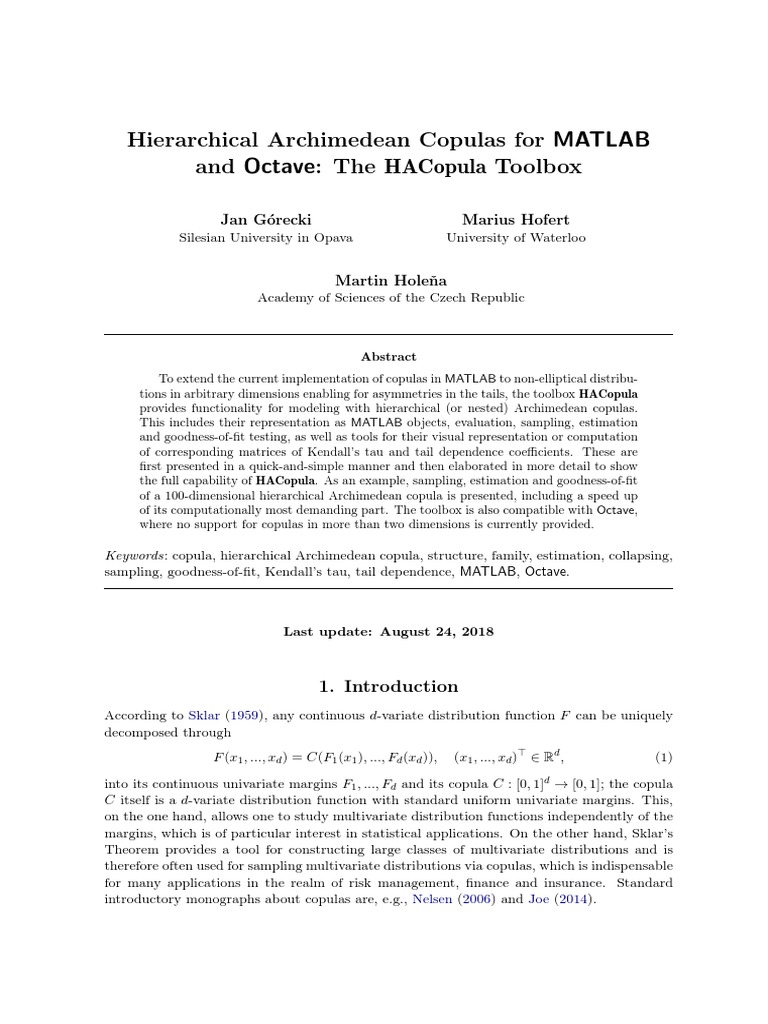 HACopula Toolbox for MATLAB/Octave | PDF | Statistical Theory | Statistics
