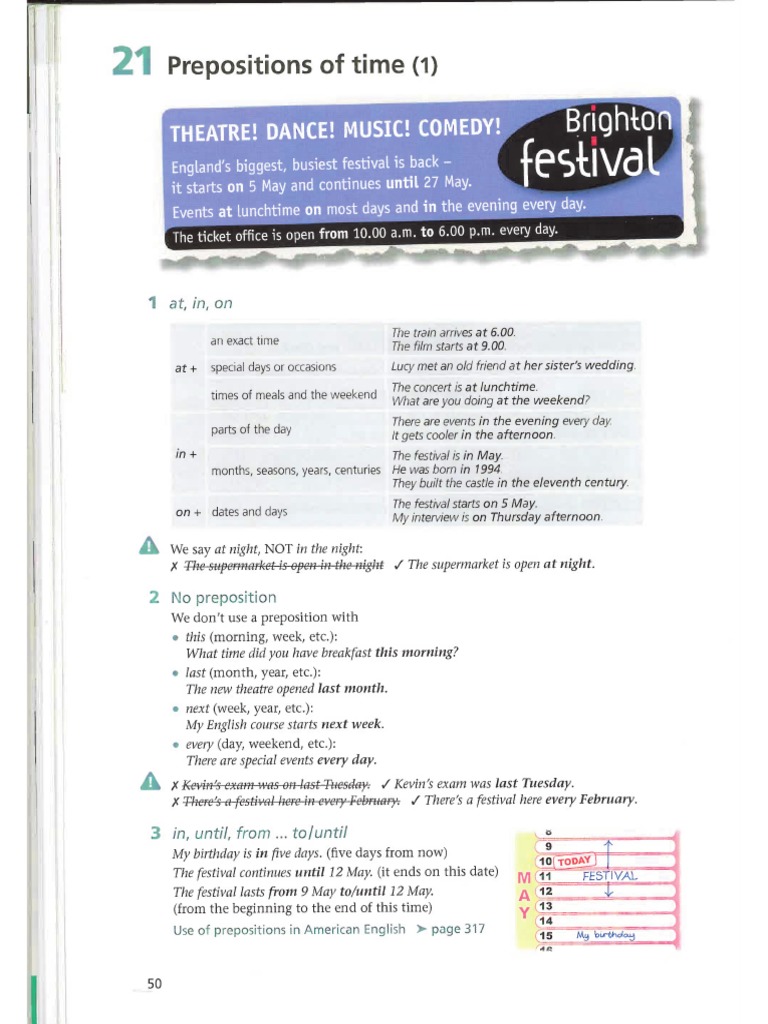Prepositions of Time - Theory + Exercises - A1 Grammar Lab | PDF
