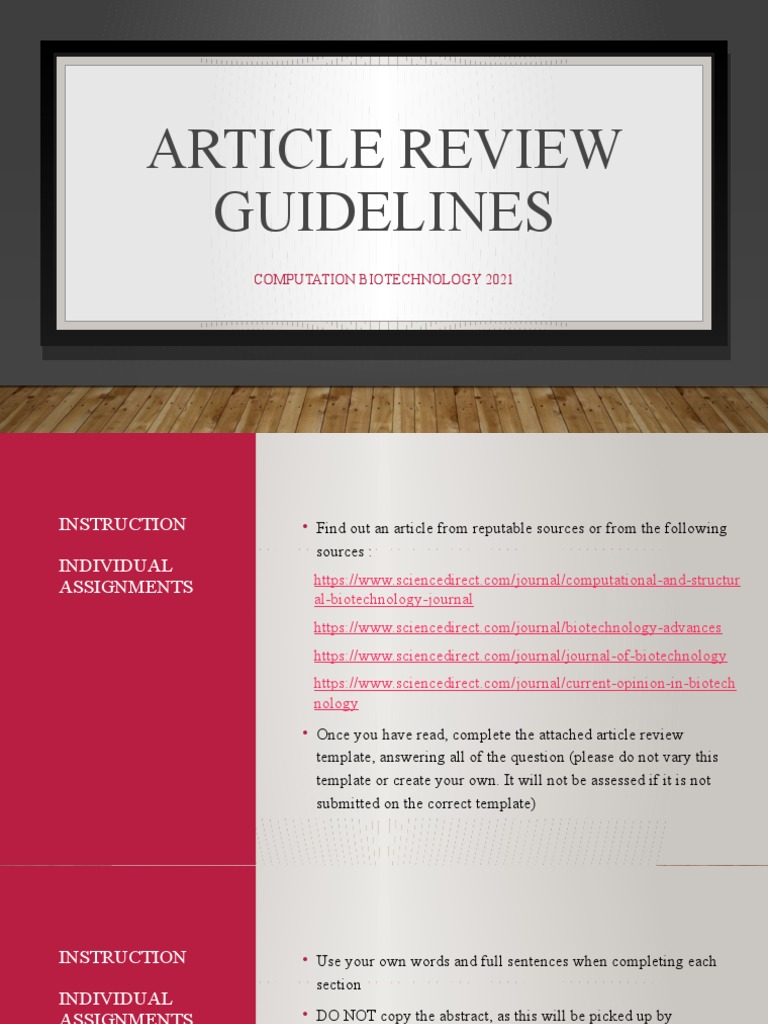 Article Review Guidelines: Computation Biotechnology 2021 | PDF