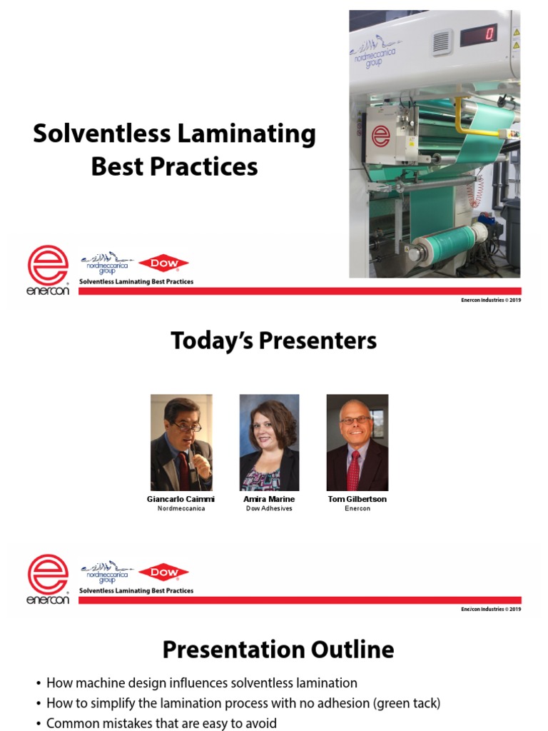 Enercon Best Practices Solventless Laminating Slides | PDF | Adhesive ...