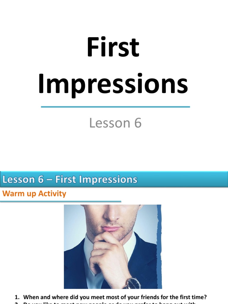 Lesson 6 - First Impression | PDF | Body Language | Communication
