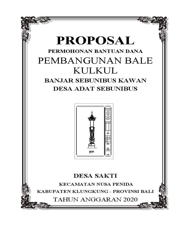 Proposal Bale Kulkul Banjar Sebunibus Kawan 2020 (PSR) | PDF
