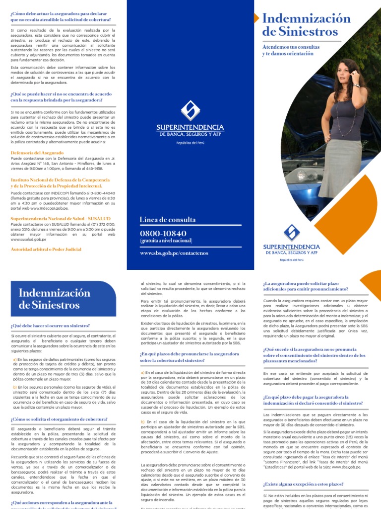 Triptico-Indemnizacion de Siniestros | Descargar gratis PDF | Póliza de seguros | Seguro de vida