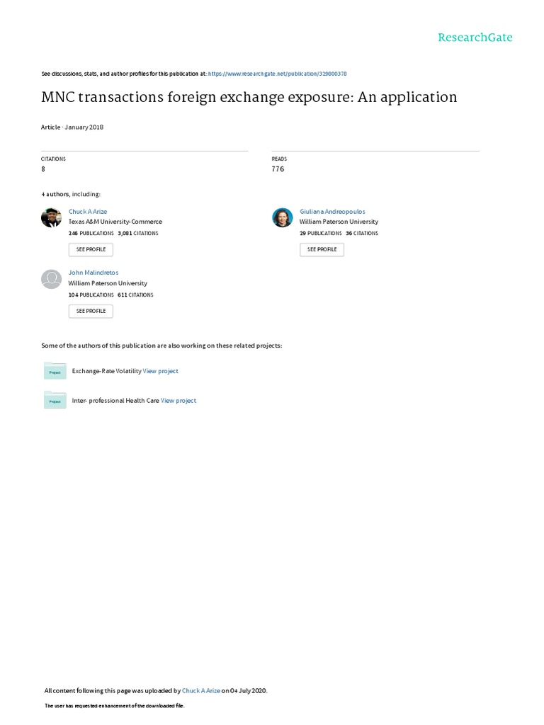 MNC Transactions Foreign Exchange Exposure 2018 | PDF | Hedge (Finance ...