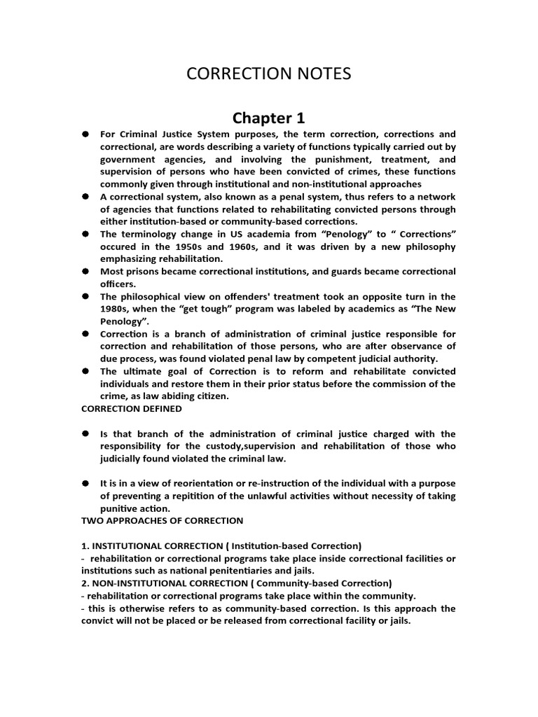 Correction Notes | PDF | Corrections | Prison