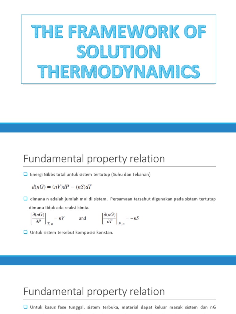 The Framework of Solution Thermodynamics - Part 1 | PDF