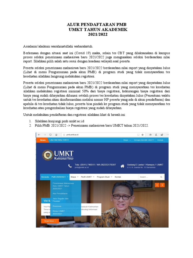 Alur Pendaftaran UMKT Dari Rumah Tahun 2021 1 | PDF