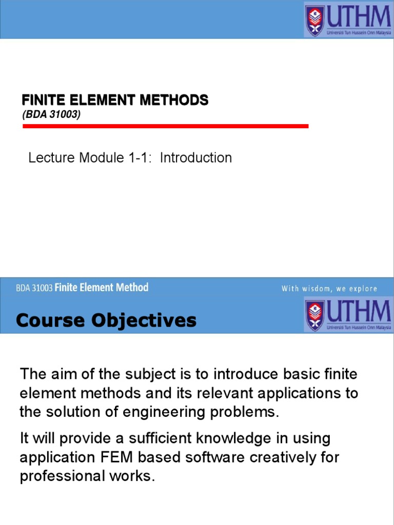 Finite Element Methods Lecture Module 1 1 Introduction Pdf Finite