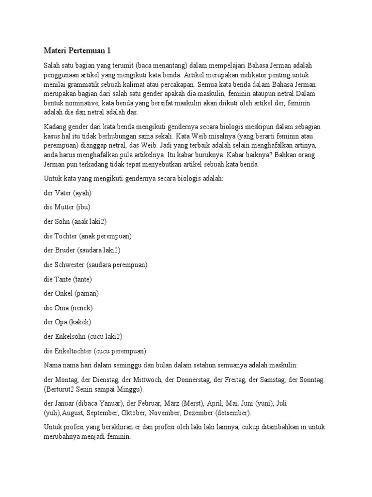 Belajar Bahasa German | PDF