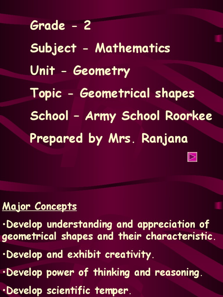 Grade - 2 Subject - Mathematics Unit - Geometry Topic - Geometrical ...