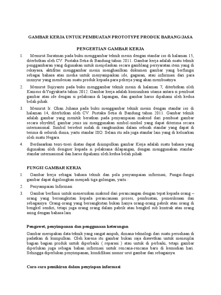 Gambar Kerja Untuk Pembuatan Prototype Produk Barang | PDF