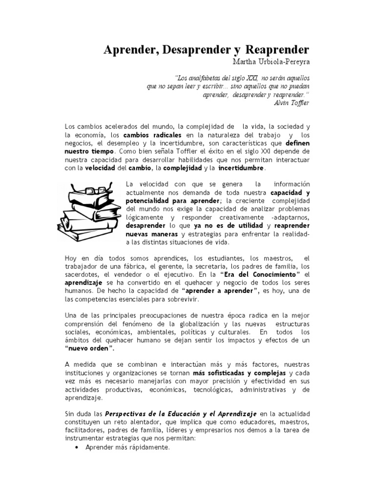 Aprender, Desaprender y Reaprender | PDF | La naturaleza humana | Aprendizaje