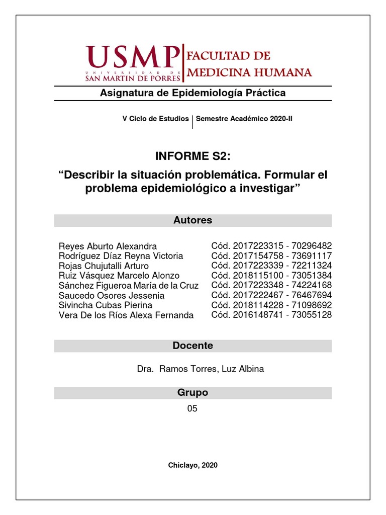 EPIDEMIO PRACT-GRUPO5-INFORME S2-Describir La Situación Problemática ...