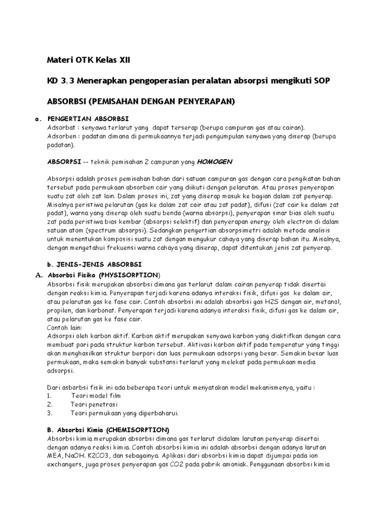 Materi OTK Kelas XI Absorpsi | PDF