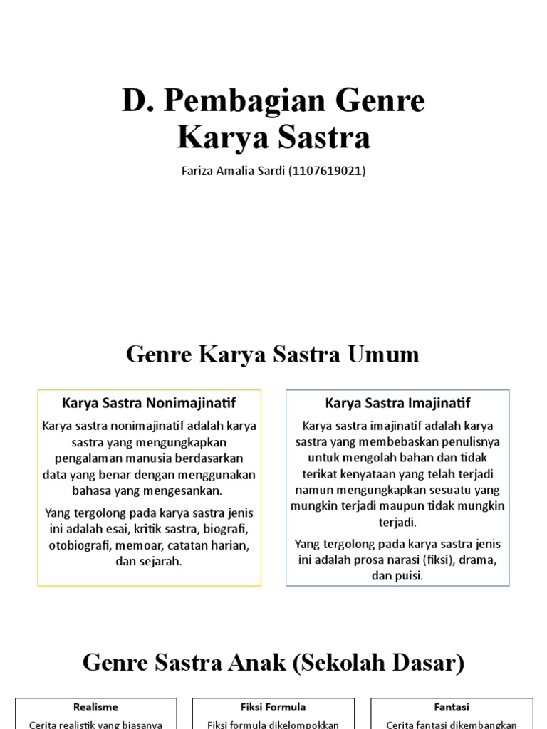 Bagian D Pembagian Genre Karya Sastra | PDF