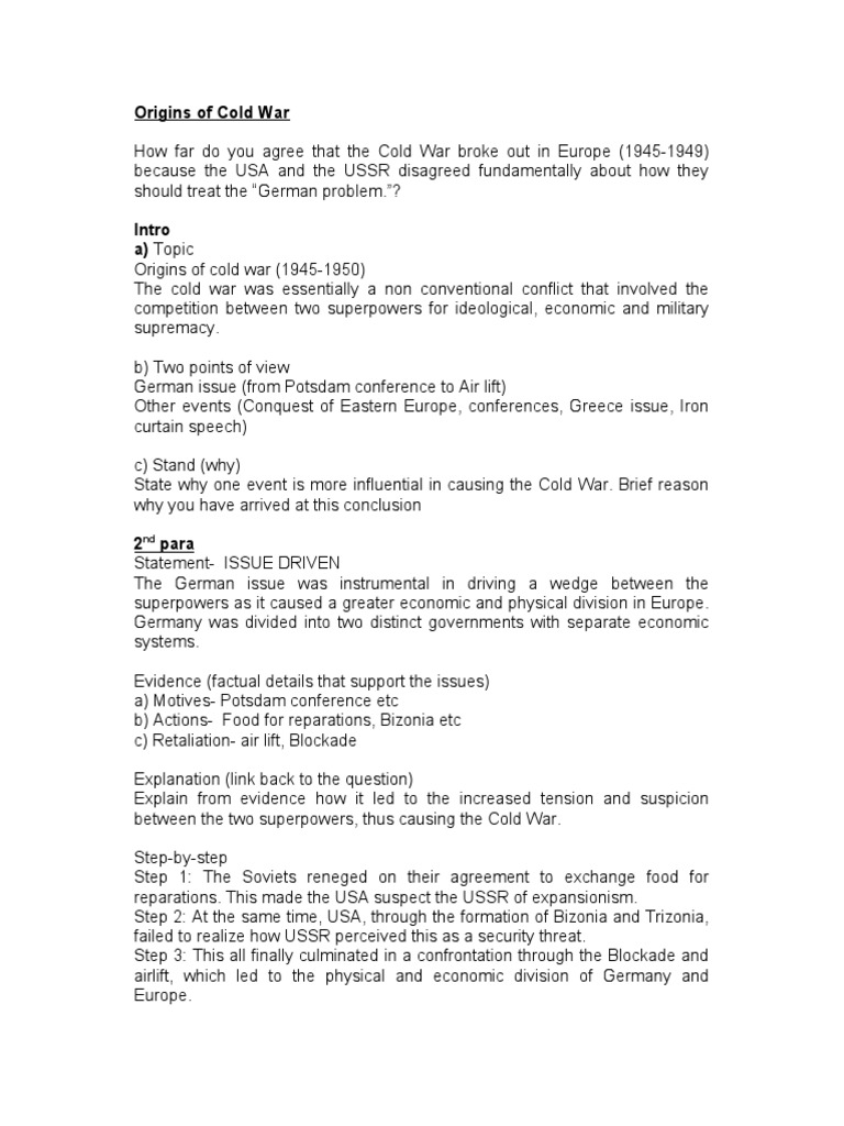 Revision-Cold War Essay Structures | PDF | Cold War | Mikhail Gorbachev