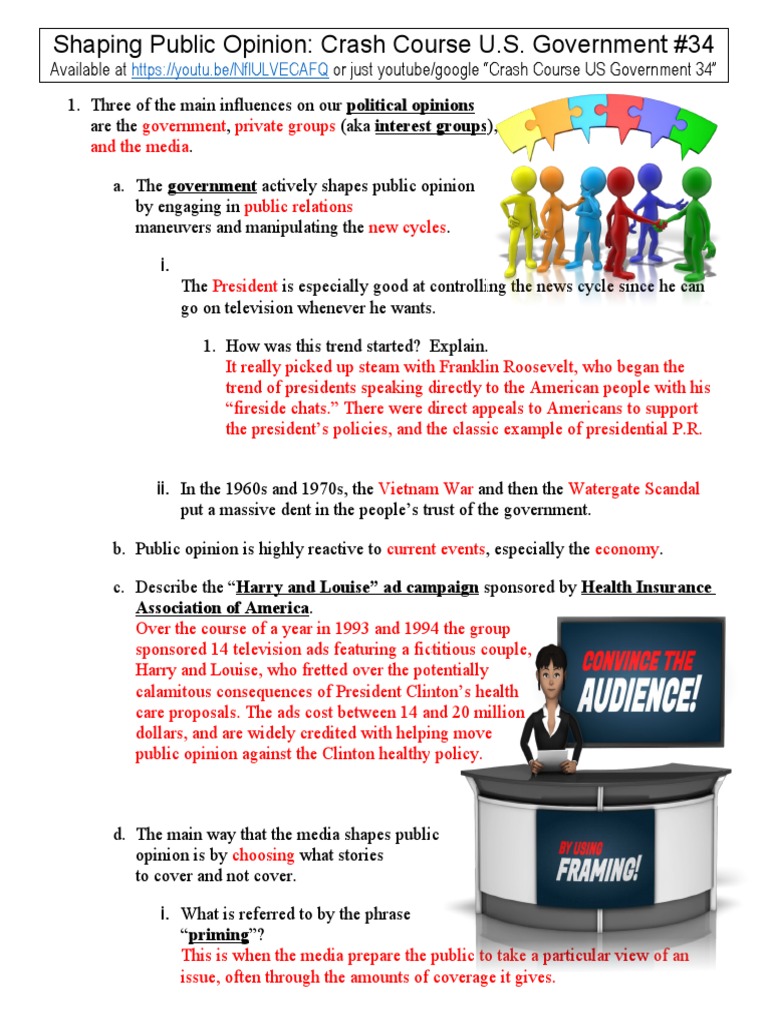Crash Course U.S. Government and Politics 34 Shaping Public Opinion | PDF