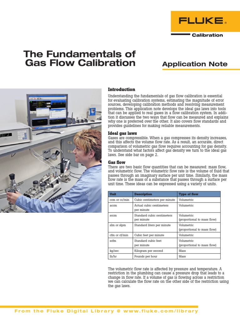 The Fundamentals Of Gas Flow Calibration Application Note Pdf Flow Measurement Gases