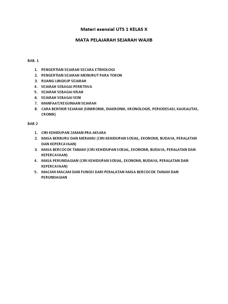Materi Esensial UTS 1 KELAS X | PDF