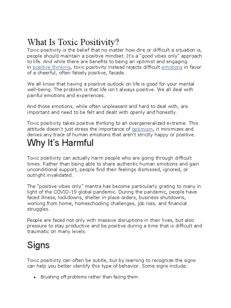 Understanding Toxic Positivity | PDF | Feeling | Optimism