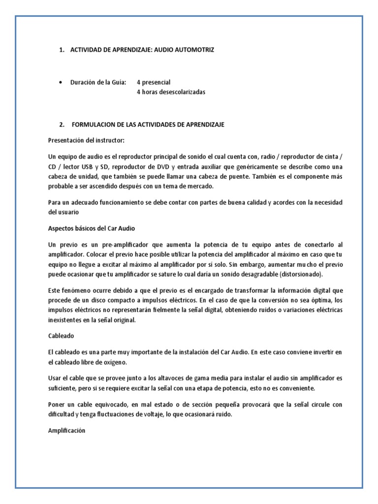 Documento de Apoyo Audio | PDF | Altoparlante | Producción de sonido