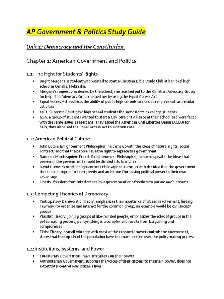 AP Gov Study Guide | PDF | Presidents Of The United States | American ...