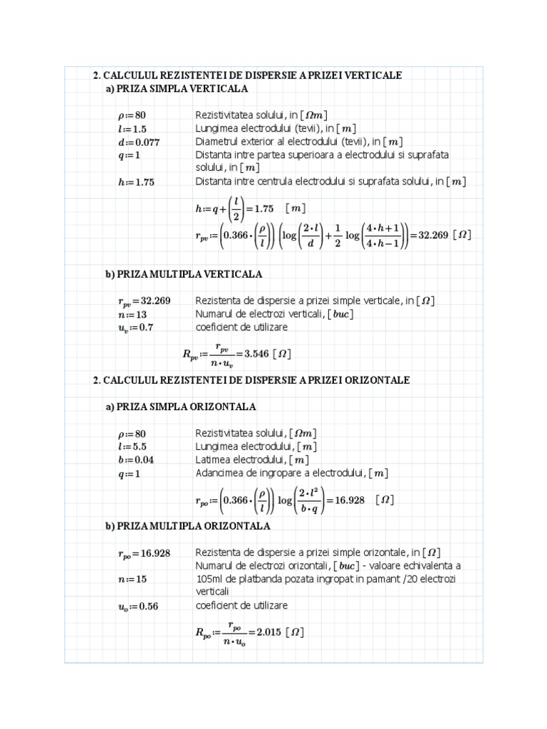 Calculul Rezistentei de Dispersie A Prizei de Pamant Artificale | PDF