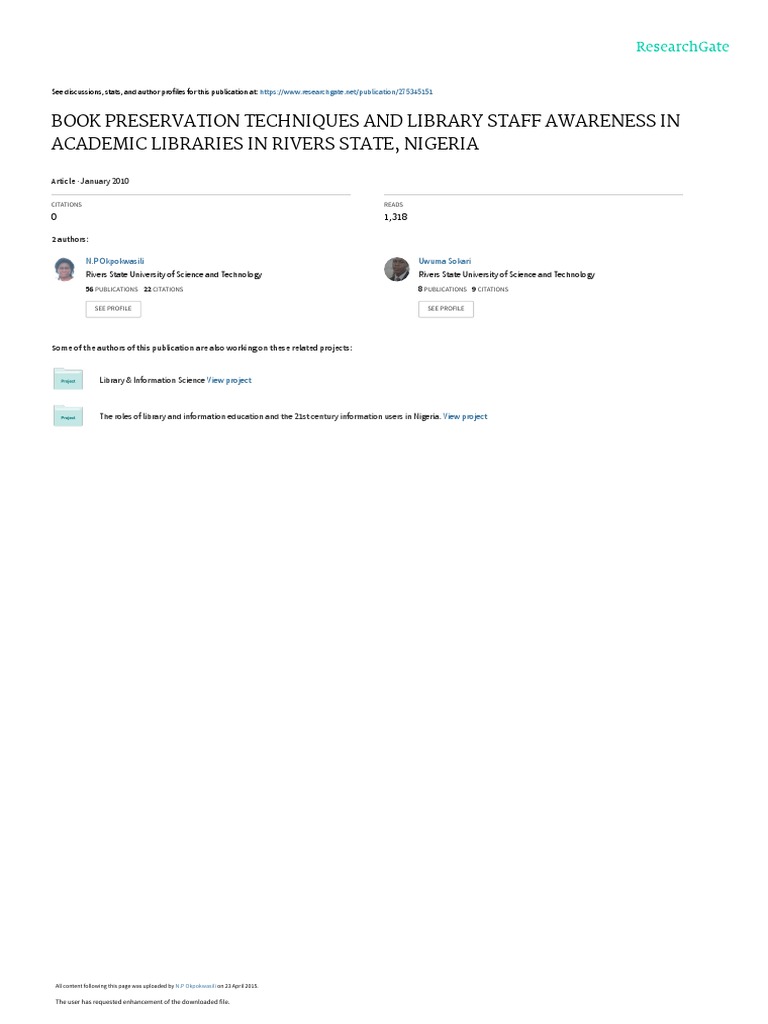 Library Staff Awareness on Book Preservation | PDF | Libraries ...