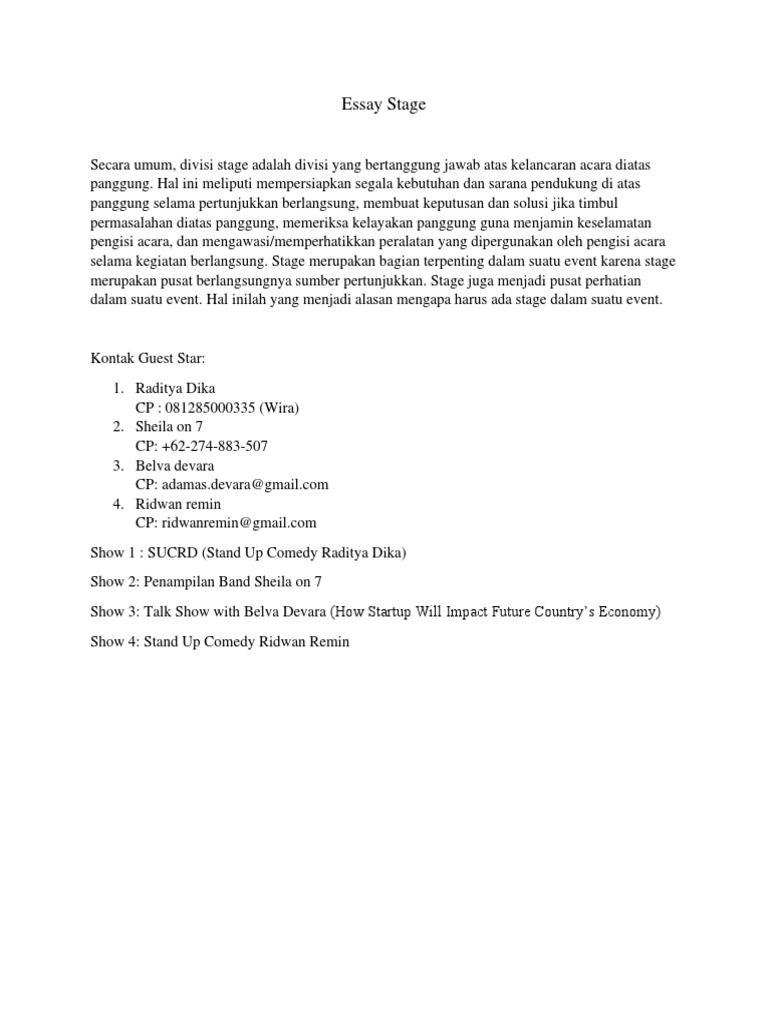 Contoh Jawaban Wawancara Stage | PDF