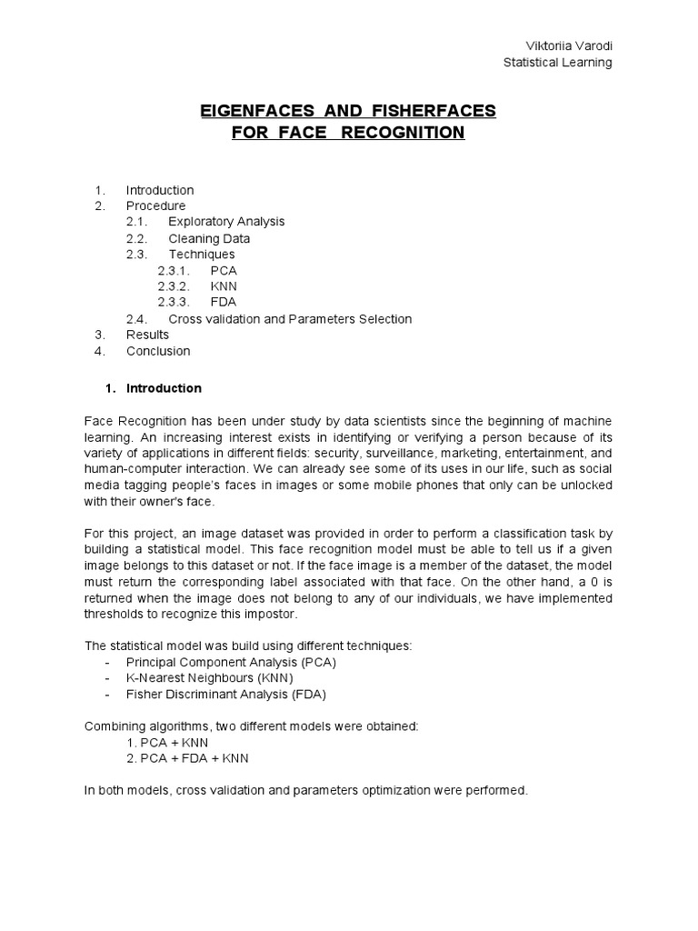 Eigenfaces and Fisherfaces For Face Recognition | PDF | Principal Component Analysis ...