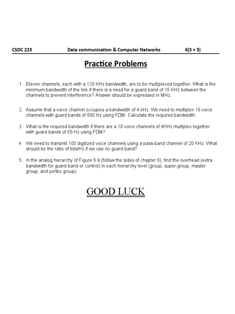 Multiplexing-Practice Problems DCCN | PDF