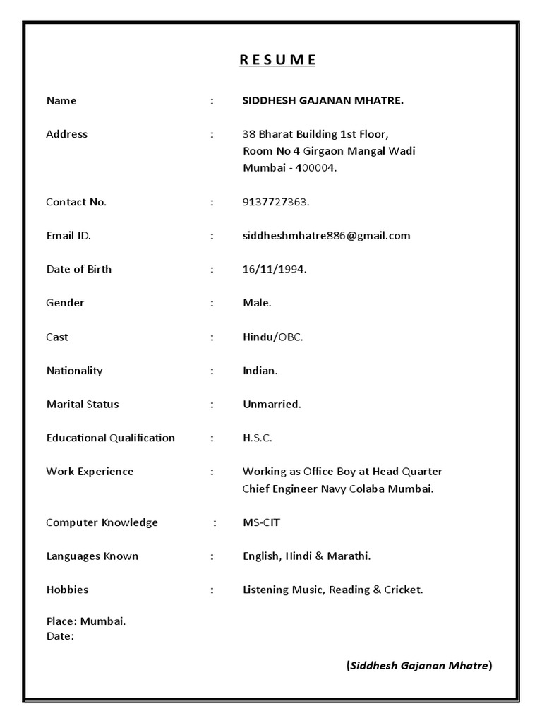 Resume: Siddhesh Gajanan Mhatre | PDF