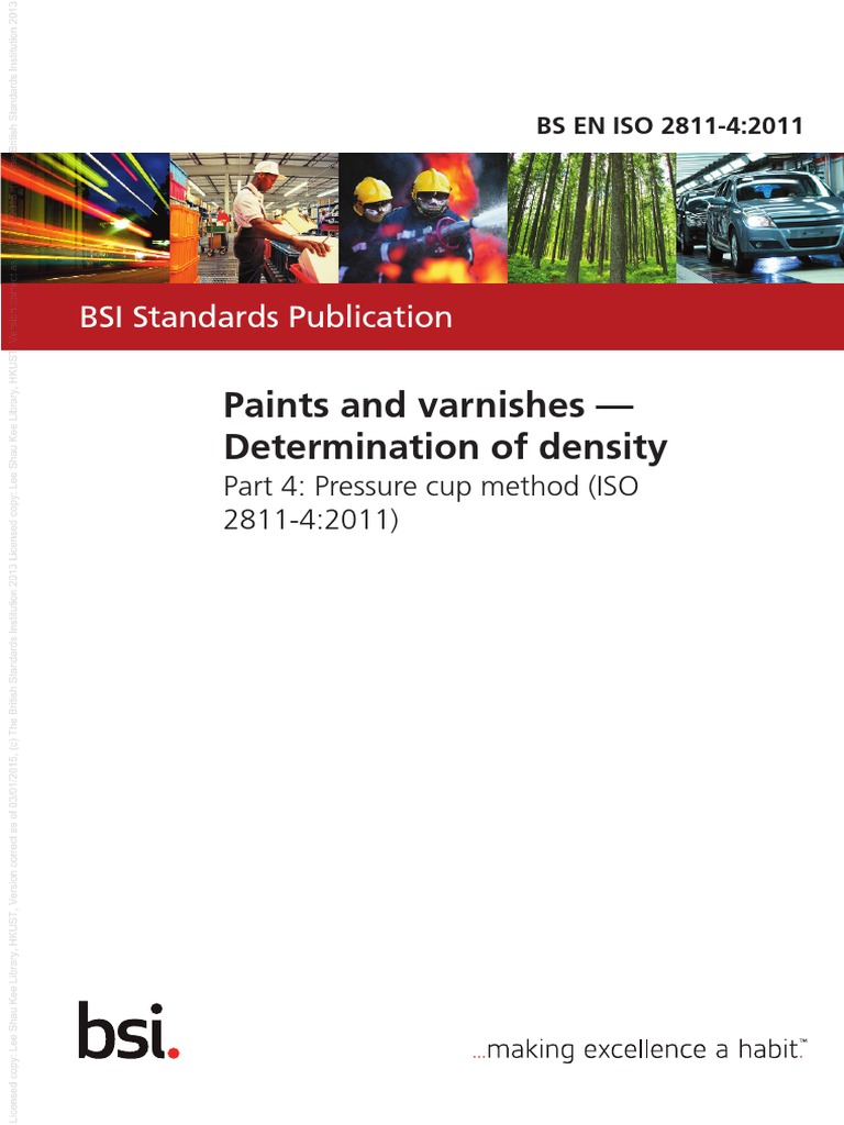 BS en Iso 2811-4-2011 | PDF | Density | International Organization For ...