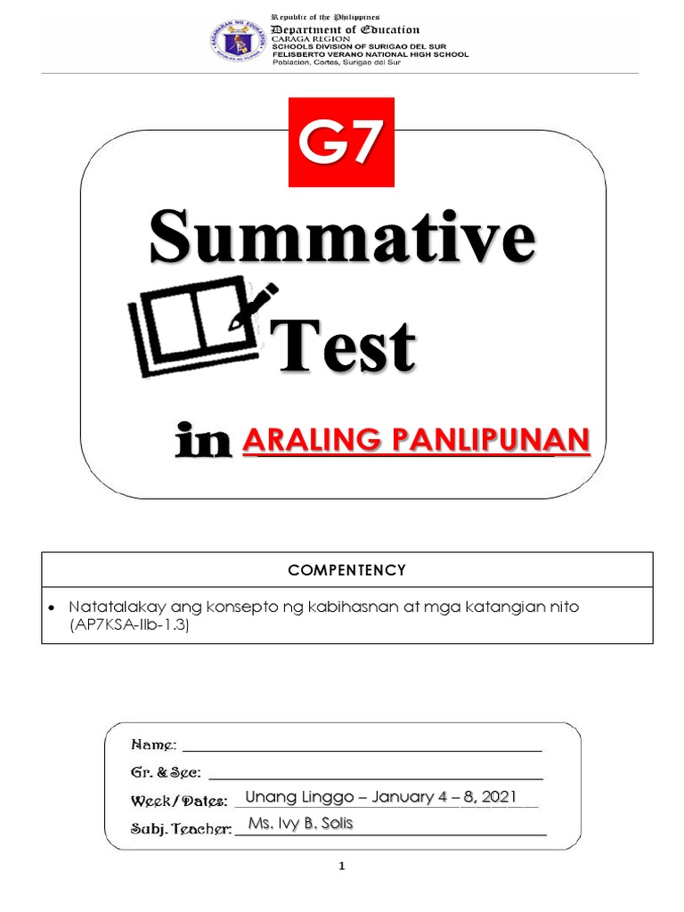 First Summative Test | PDF