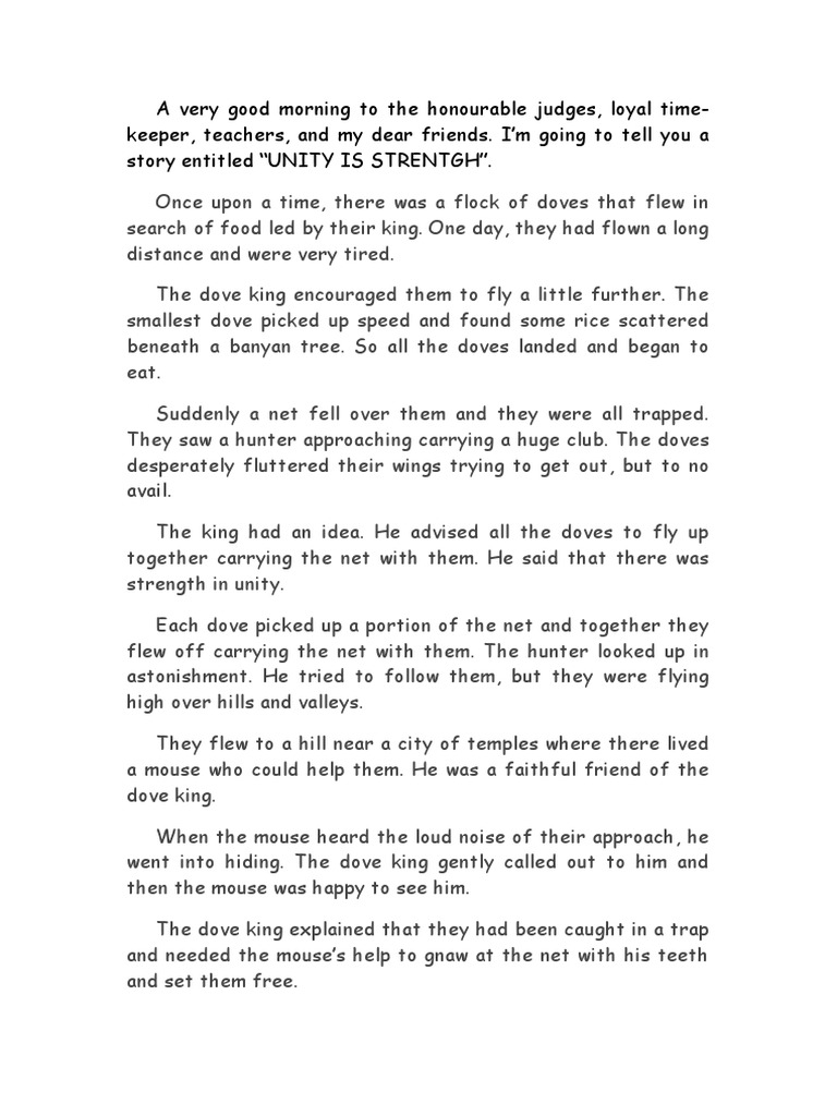 Unity Is Strength Story With Pictures