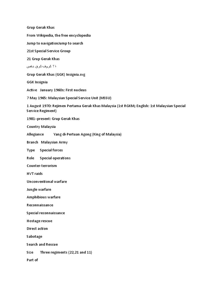 Grup Gerak Khas | PDF | Counter Insurgency | Malaysia