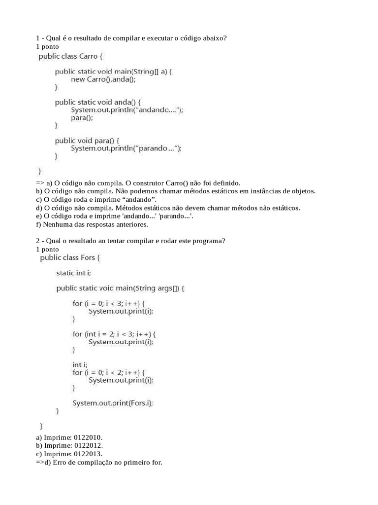 Exercicios de Programação Java | PDF | Compilador | Sistema de Nomes de ...