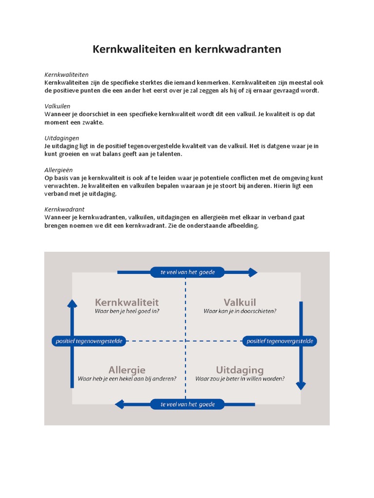 Voorbeelden Van Kernkwaliteiten en Kwadranten | PDF