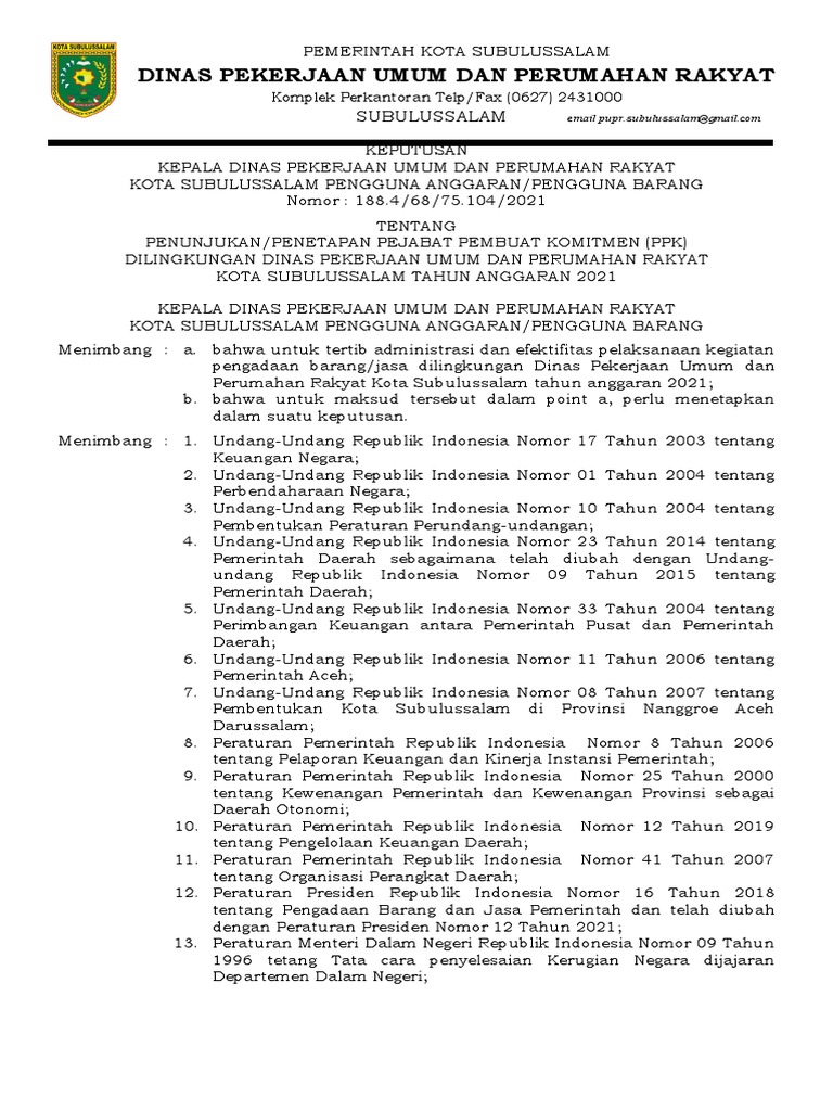 Oke SK PPK Kegiatan 2021 | PDF