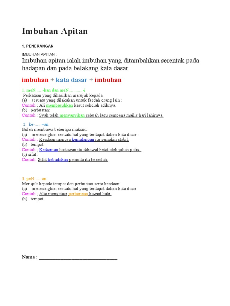 Imbuhan Apitan | PDF
